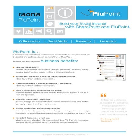 Piu Point, best sharepoint social strategy | PDF | Social Networking ...