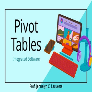 Pivot table and their functions in excel | PPTX