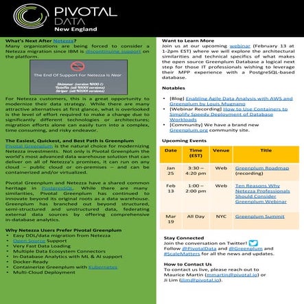 Pivotal Greenplum for Netezza Replacement | PDF