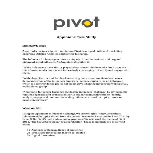 Pivot case study | PDF
