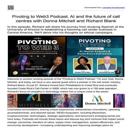 Pivoting to Web3 Podcast. AI and the future of call centres with Donna Mitchell and Richard ...