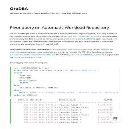 Pivot query on Automatic Workload Repository _ OraDBA.pdf
