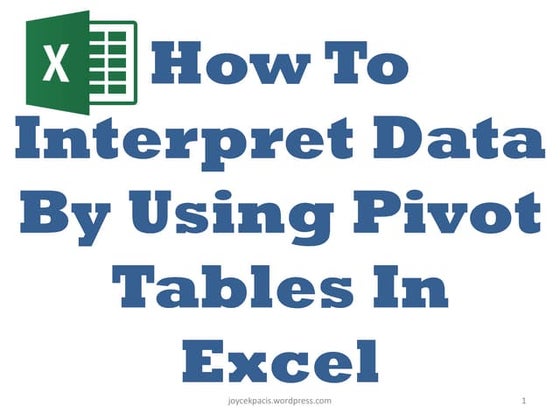 Pivot table presentation | PPT