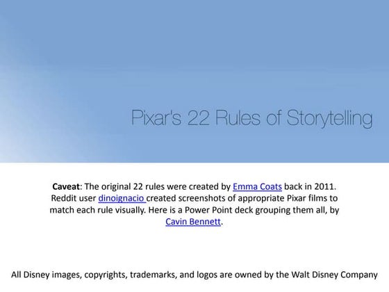 22 rules of storytelling | PDF | Screenwriting | Content Production