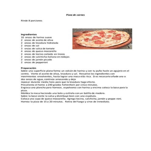 Pizza de carnes | DOCX