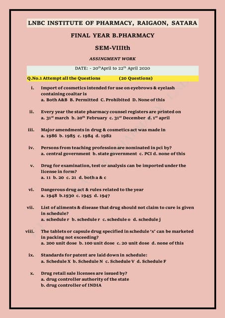 Pharma Jurisprudence Schedules & Acts | PDF | Pharmaceutical Industry ...