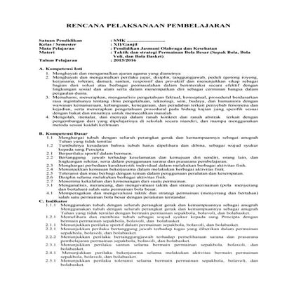 RPP SMA PJOK Kelas XII | PDF