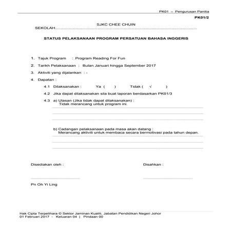 Pk01 2 status laporan bt 2017 reading for fun | DOC