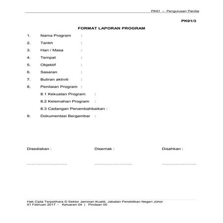 Pk01 3 format laporan | DOC