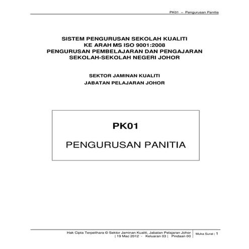 Pk 01 pengurusan panitia | PDF