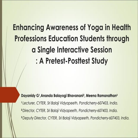 Enhancing Awareness of Yoga in Health Professions Education Students ...