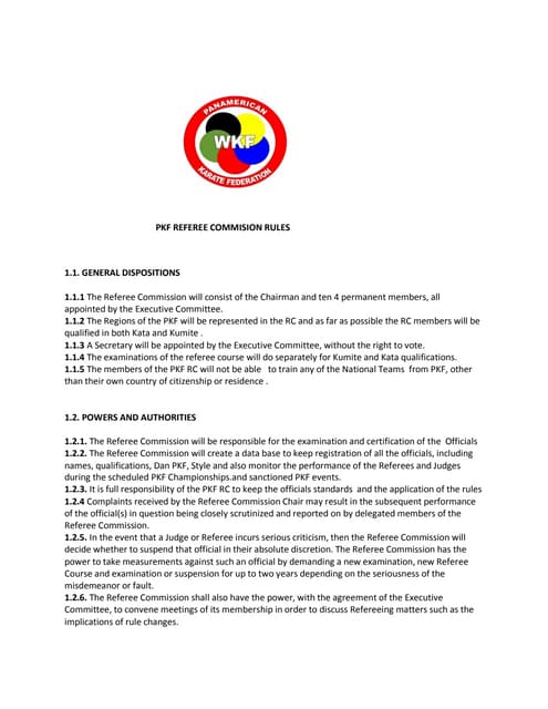 WKF REFEREE COMMISSION WORKING RULES February 2020 | PDF | Soccer | Sports