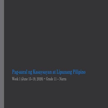 Comprehensive Grade 11 History and Filipino Society Module: Week 1 | PPTX