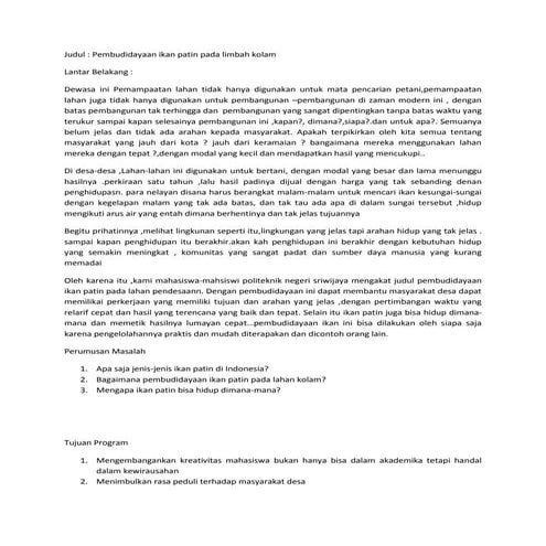 Proposal Pembangunan Embung Khusus Petani Durian Pogog | DOCX