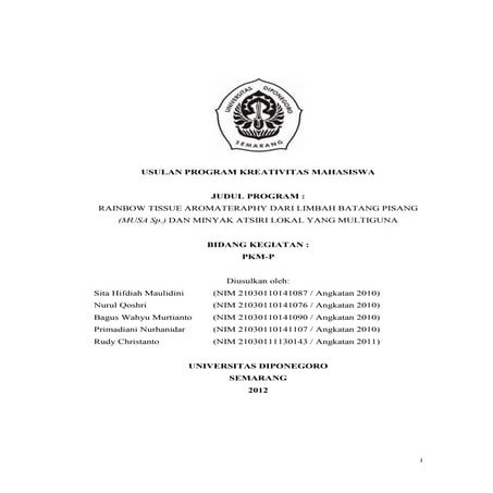 Pkmp 12-undip-sita-rainbow tissue-aromateraphy | PDF