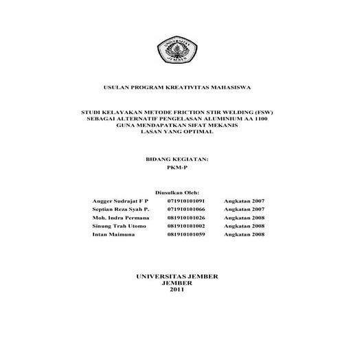 Contoh proposal PKM-P | PDF