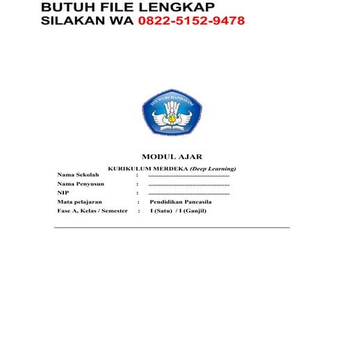 Perangkat Ajar Deep Learning PJOK Semester 1 Kelas 1 CP 2025 Terbaru TA ...