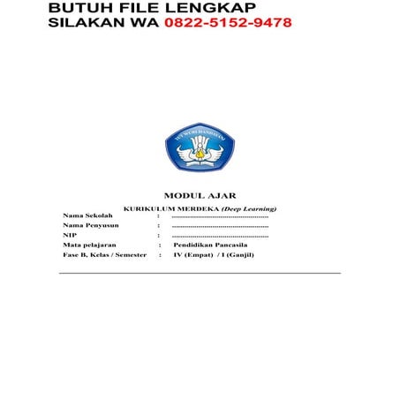 Perangkat Ajar Deep Learning PAI Agama Islam Semester 1 Kelas 4 CP 2025 ...