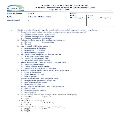 Pkn Kelas 2 Ukk Genap Docx