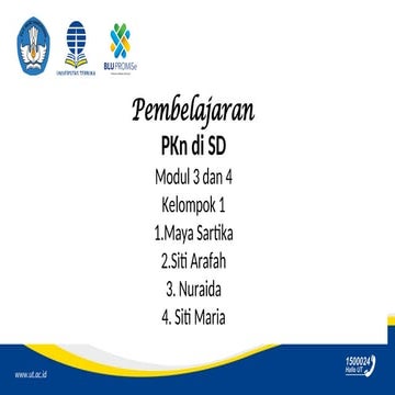 KELOMPOK 1 PKN MODUL 4 MATERI DAN PEMEBELAJARAN PKN DI SD UNIVERSITAS ...