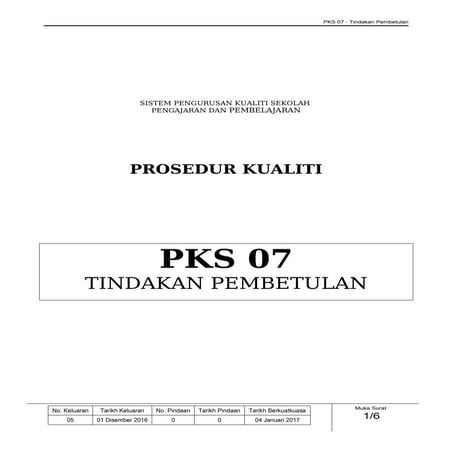Pks 07 tindakan pembetulan | DOC