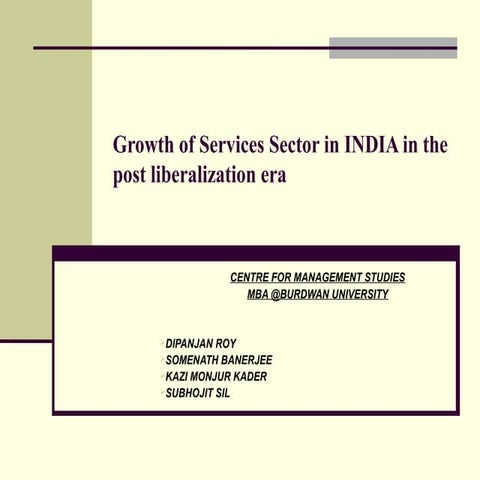 growth of service sector in india after post independence era... | PPT
