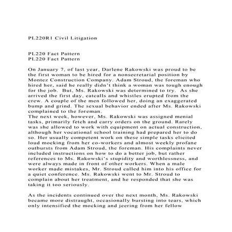 PL220R1 Civil LitigationPL220 Fact Pattern PL220 Fact Pa.docx | Human ...