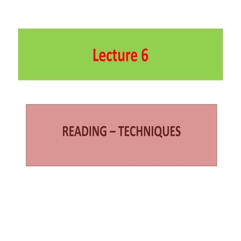 Introduction to Reading techniques to follow | PPT