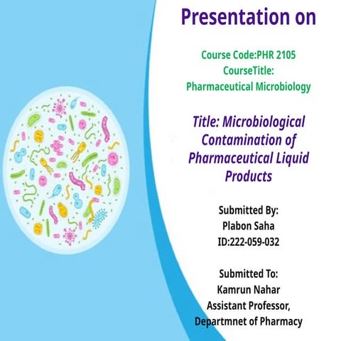 Microbiological Contamination of Pharmaceutical Liquid Products | PPTX