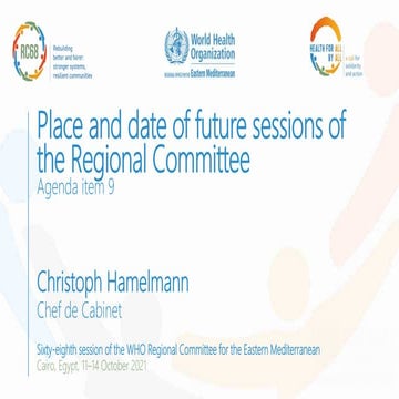 Place and date of future sessions of the Regional Committee | PPTX