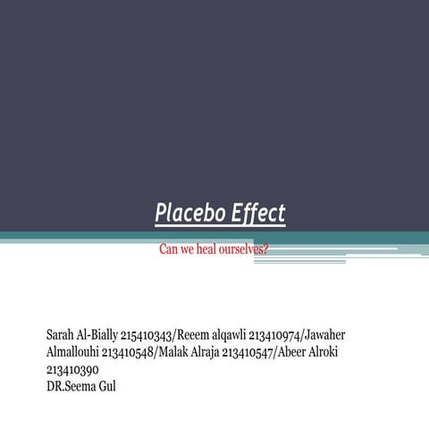 Placebo effect | PPTX | Chemistry | Science