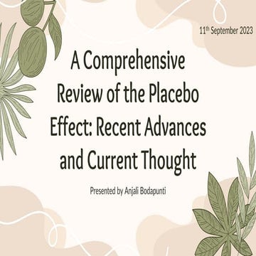 Placebo Effect In Clinical Studies | PPTX