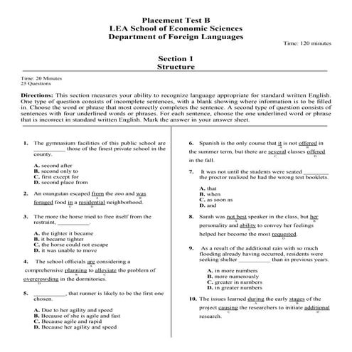 Placement test b | PDF