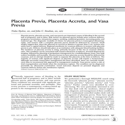 Placenta previa, accreta, etc | PDF