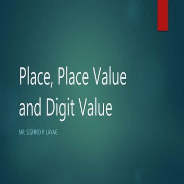 Place, place value and digit value | PPTX