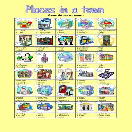 Places in-a-town-multiple-questions | DOC