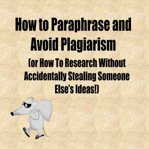 Plagiarism and paraphrasing | PPT