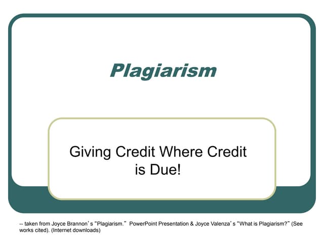 An Introduction to Plagiarism | PPT