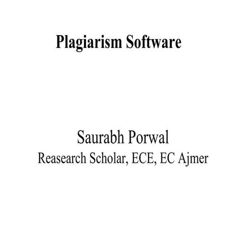 Plagiarism Software presentation used in research | PPT