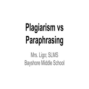 Plagiarism vs. Paraphrasing | PPTX