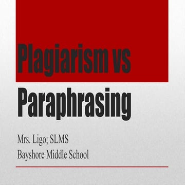 Plagiarism vs. Paraphrasing | PPTX | Law
