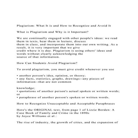 Plagiarism What It is and How to Recognize and Avoid It W.docx