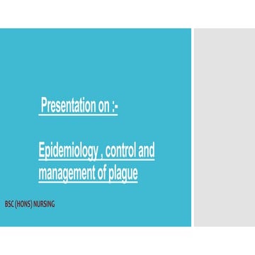 Epidemiology, control and management of plague | PPTX