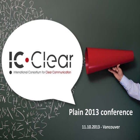 Plain2013 A Clear Communication Course Karin Nicolay | PPTX