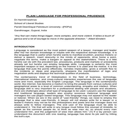 Plain language for professional prudence | PDF