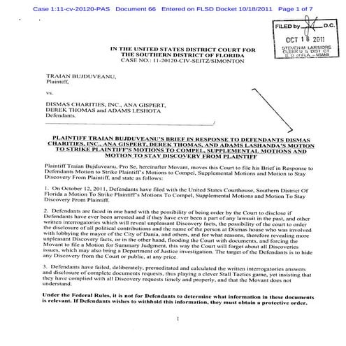 Plaintifff traian bujduveanu's brief in response to defendants dismas ...