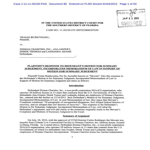 Plaintiff's response to defendant's motion for summary judgment ...