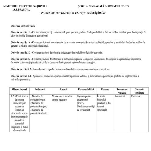 Plan de-integritate | PDF