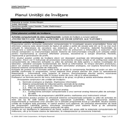 Plan1 Unitate Ep | PDF