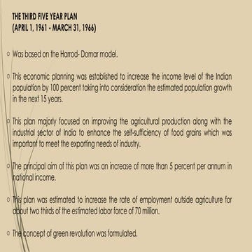 3rd Five Year Plan (1961-1966) | PPTX